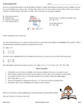 Complete Lesson On Multiplying Two Binomials With FOIL By Steve Hiner EdD
