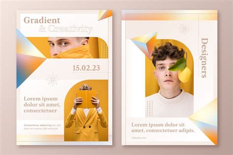그라데이션 추상 포스터 템플릿 디자인 무료 벡터