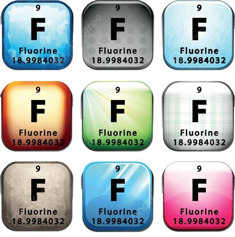 An Icon Showing The Element Flourine Table Electron Button Vector Table Electron Button Png