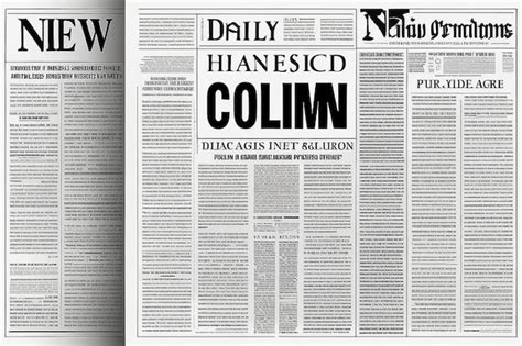 Newspaper Column Printed Sheet Of News Paper With Article Text And Headline Publication Design