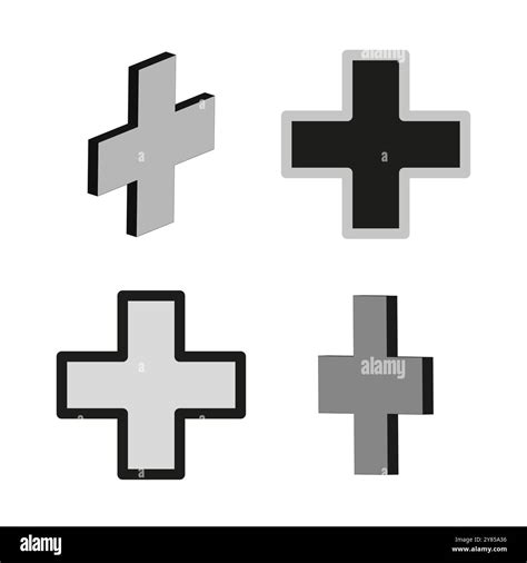 Cross Symbol Icon Geometric Black Cross 3d Shaded Cross Modern