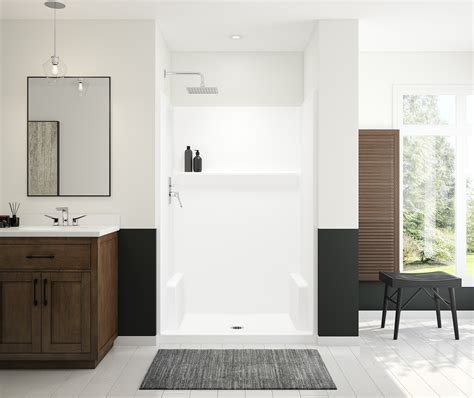 Icon SH X AFR Acrylx Alcove Center Drain One Piece Shower In White Shower Maax En