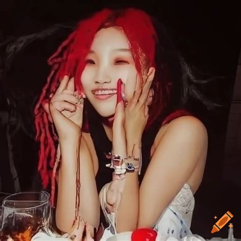 Jeon Soyeon And Trippie Redd Enjoying A Pool Party On Craiyon