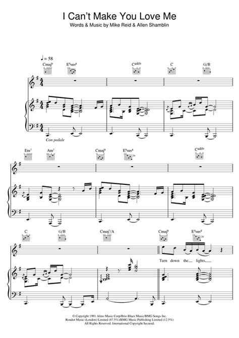 I Cant Make You Love Me Sheet Music By George Michael Piano Vocal