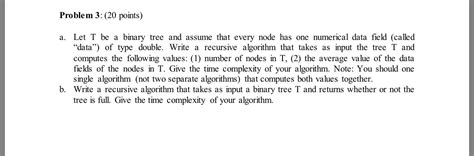 Solved Problem Points A Let T Be A Binary Tree And Chegg