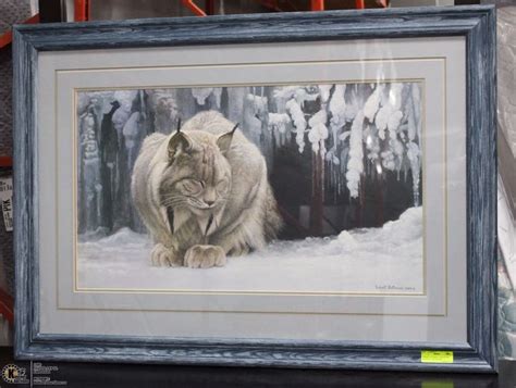 Robert Bateman Lynx In The Snow Print Framed
