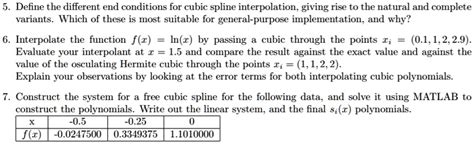 Solved Define The Different End Conditions For Cubic Spline Interpolation Giving Rise To The