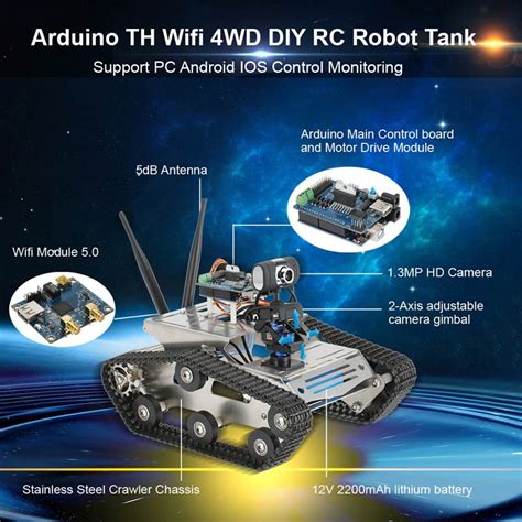 Смарт-Wifi DIY гусеничный робот RC танк с 1,3-мегапиксельная HD-камера ...