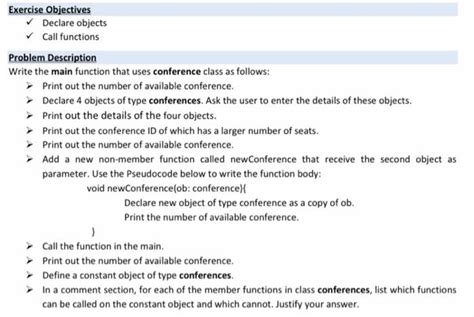 Solved Exercise 1 Conferance Class Exercise Objectives