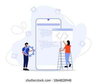 Vector Illustration Mobile App Development Concept Stock Vector Royalty Free 1864826728