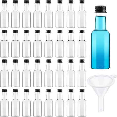 30 Pcs Mini Liquor Bottles Plastic Empty Spirit Bottle With Black Screw Cap Mini