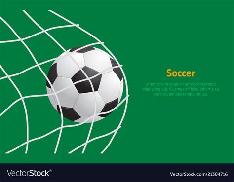 Realistic Detailed 3d Soccer Ball Hitting On Net Vector Image