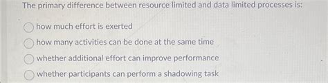 Solved The Primary Difference Between Resource Limited And Chegg