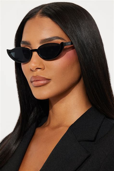 Chateau Half Frame Sunglasses Black Fashion Nova