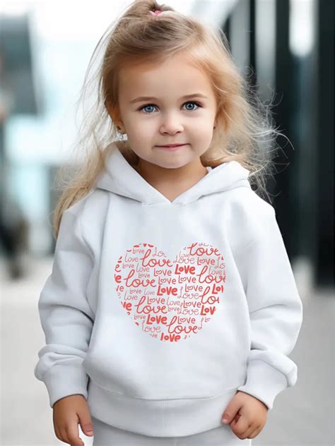Graffiti Love Heart Graphic Print Girls Outfit Casual Crew Temu
