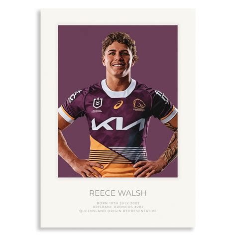 Reece Walsh Brisbane Broncos Nrl Sports Bedroom Posters Minimalist Office Wall Art Etsy