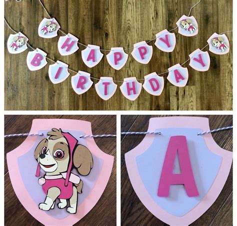 Paw Patrol Banner Paw Patrol Birthday Banner Birthday Party Etsy