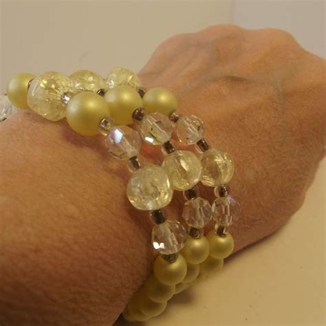 Jewelry Vintage Yellow Beaded Bracelet Multi Strand Poshmark