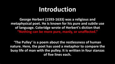 Pulley By George Herbert Summary And Analysis PPT