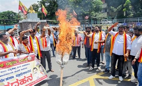 Cauvery Water Protests Spread In Ktaka Mysuru Seer Joins Farmers