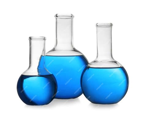 Premium Photo Florence Flasks With Blue Liquid On White Background