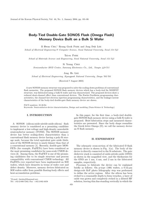 Pdf Body Tied Double Gate Sonos Flash Omega Flash Memory Device