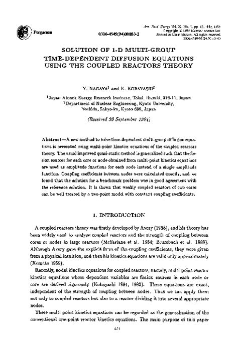 Pdf Solution Of 1 D Multi Group Time Dependent Diffusion Equations
