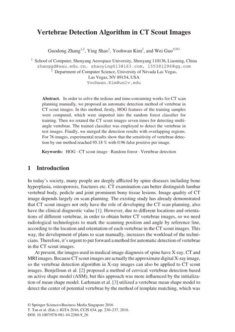 Pdf Vertebrae Detection Algorithm In Ct Scout Images