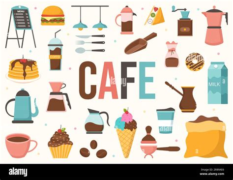 Cafe Vector Illustration Of Interior With Bar Stand Table And