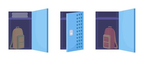 premium vector school lockers semi flat color vector objects set