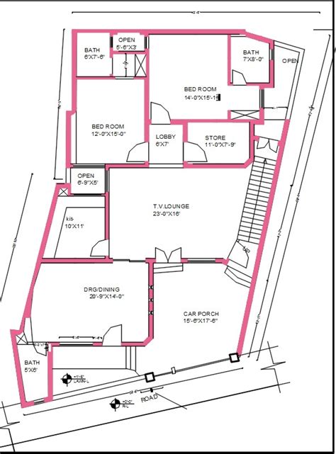 Floor Layout Plan Of The Ground Floor In Autocad 2d Drawing Cad File