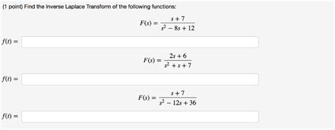 Solved 1 Point Find The Inverse Laplace Transform Of The