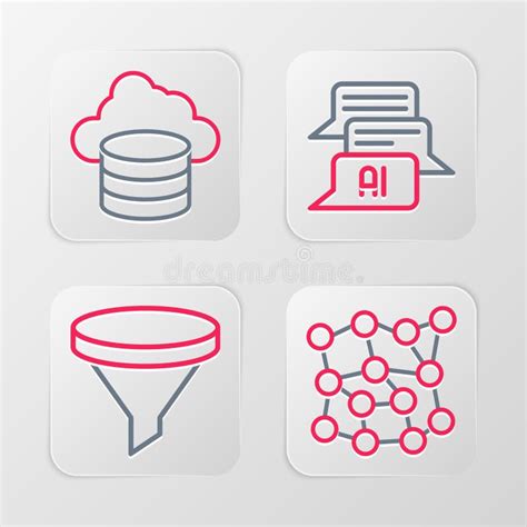 Set Line Neural Network Funnel Filter Chat Bot And Cloud Database
