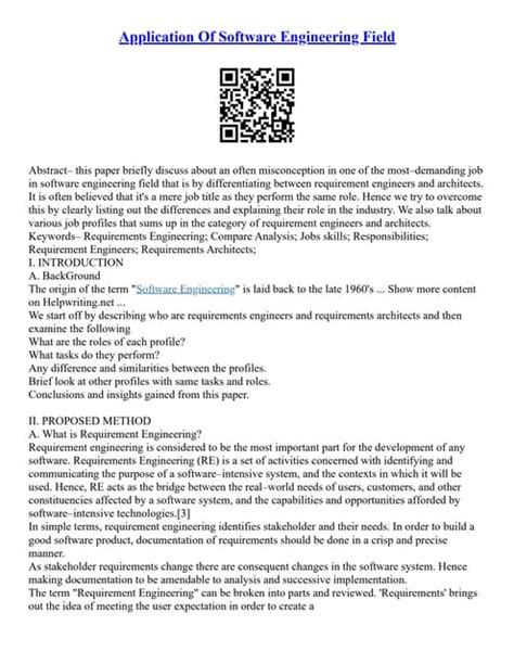 Application Of Software Engineering Field Pdf
