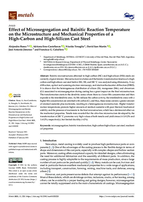 Pdf Effect Of Microsegregation And Bainitic Reaction Temperature On