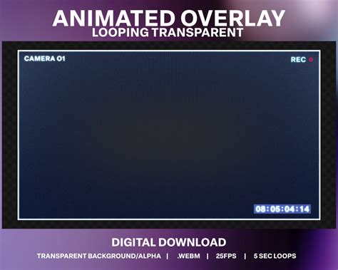 Animated Cctv Overlay Stream Pack Vhs Noise Digital Download Etsy