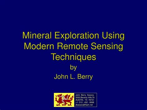 Ppt Mineral Exploration Using Modern Remote Sensing Techniques