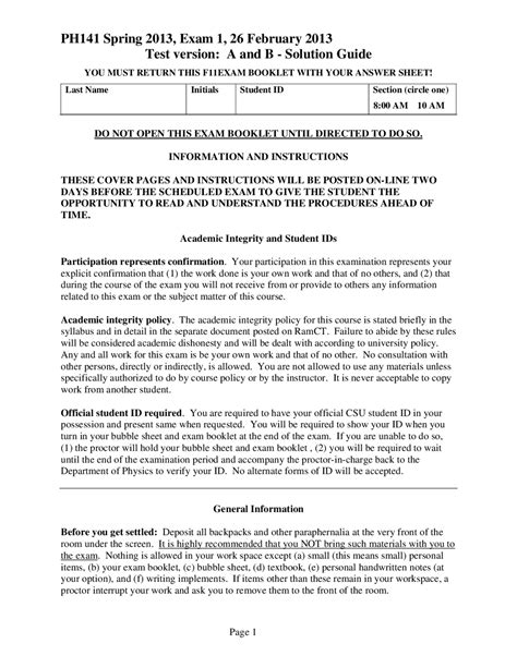 Questions On Physics For Scientists And Engineers I Exam Ph 141