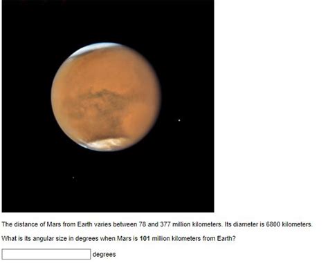 Solved The Distance Of Mars From Earth Varies Between 78 And