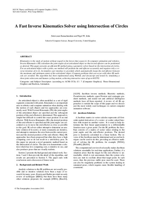 pdf a fast inverse kinematics solver using intersection of circles