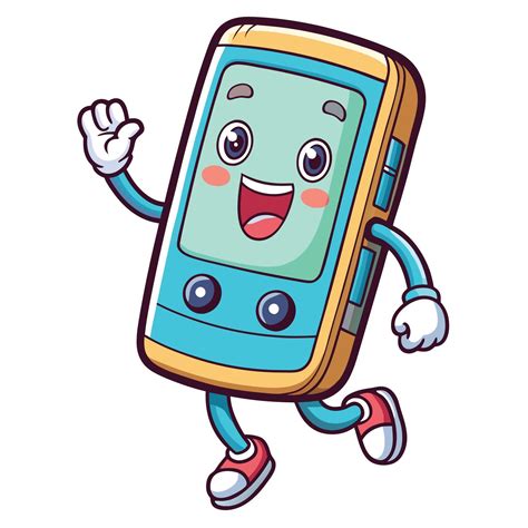 A Cartoon Cell Phone Character Waving And Smiling 54980983 Vector Art