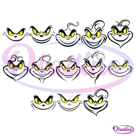 Grinch Smiley Face Outline Svg Bundle Free Download