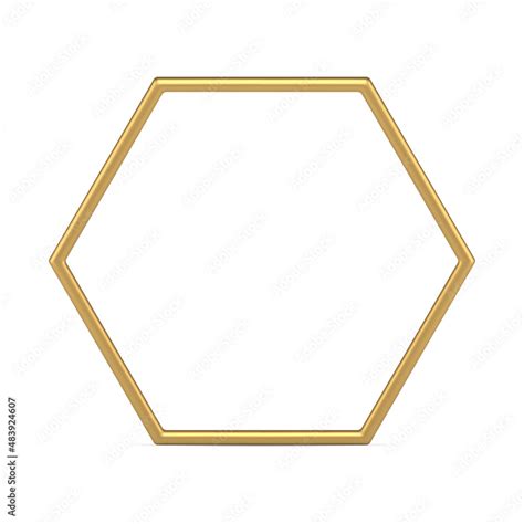 Realistic Golden Hexagon Outline Traditional Shape Metallic Decorative