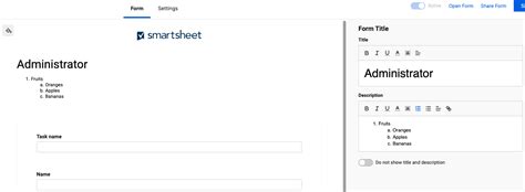 Form Heading Description NOT Formating Smartsheet Community
