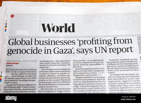 Global Businesses Profiting From Genocide In Gaza Says Un Report