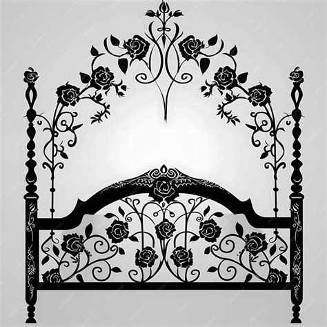 Premium Photo Frame Of Victorian Style Bed Frame Folk Art With Rose