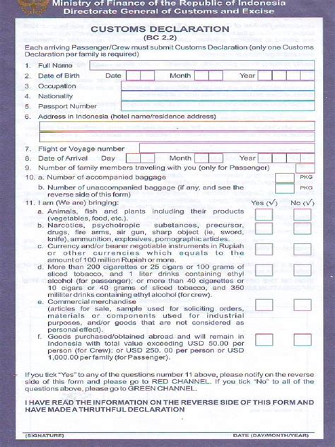 Customs Declaration Sample Pdf