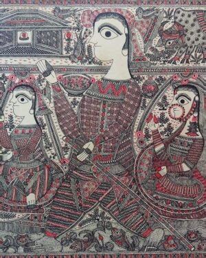 GANESHA Madhubani Painting 37 5 X 37 5 Cms International Indian