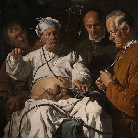 A Surgeon Using A Laparoscope To View Inside A Patients Abdomen