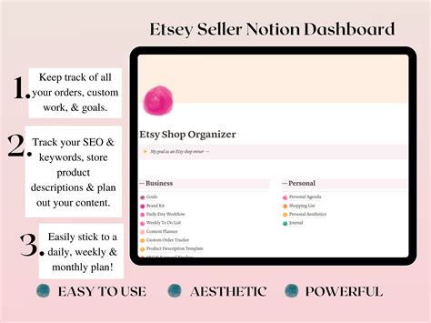 Etsy Seller Notion Template Planner For Small Business Etsy